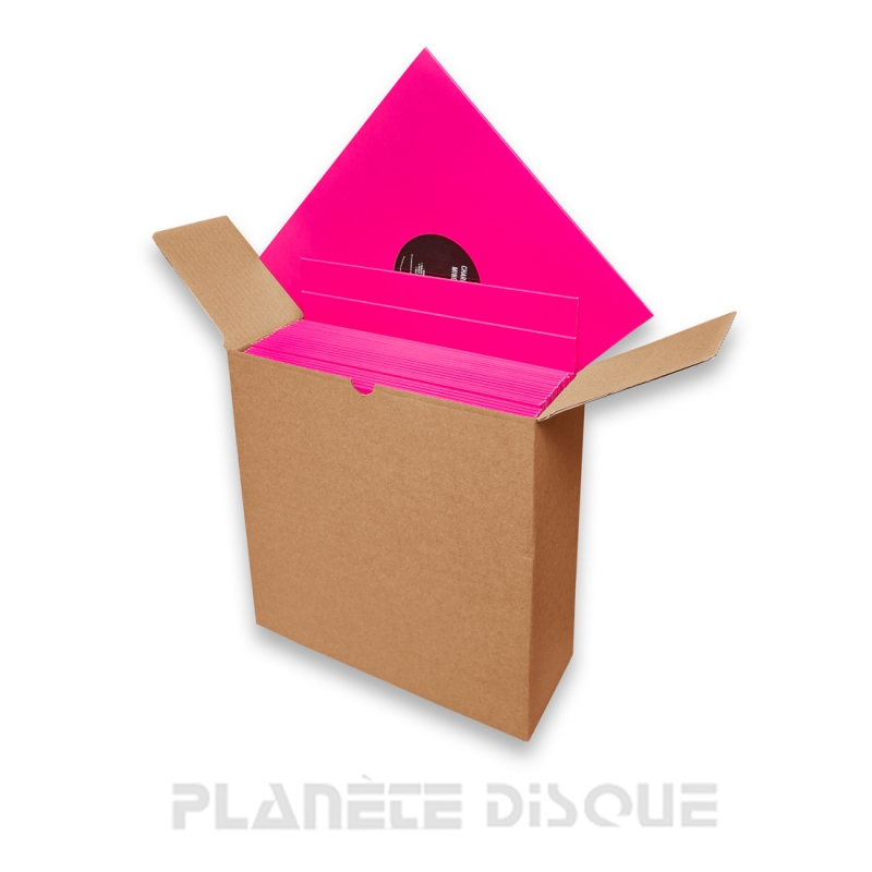25 Pochettes carton avec trou 33T magenta